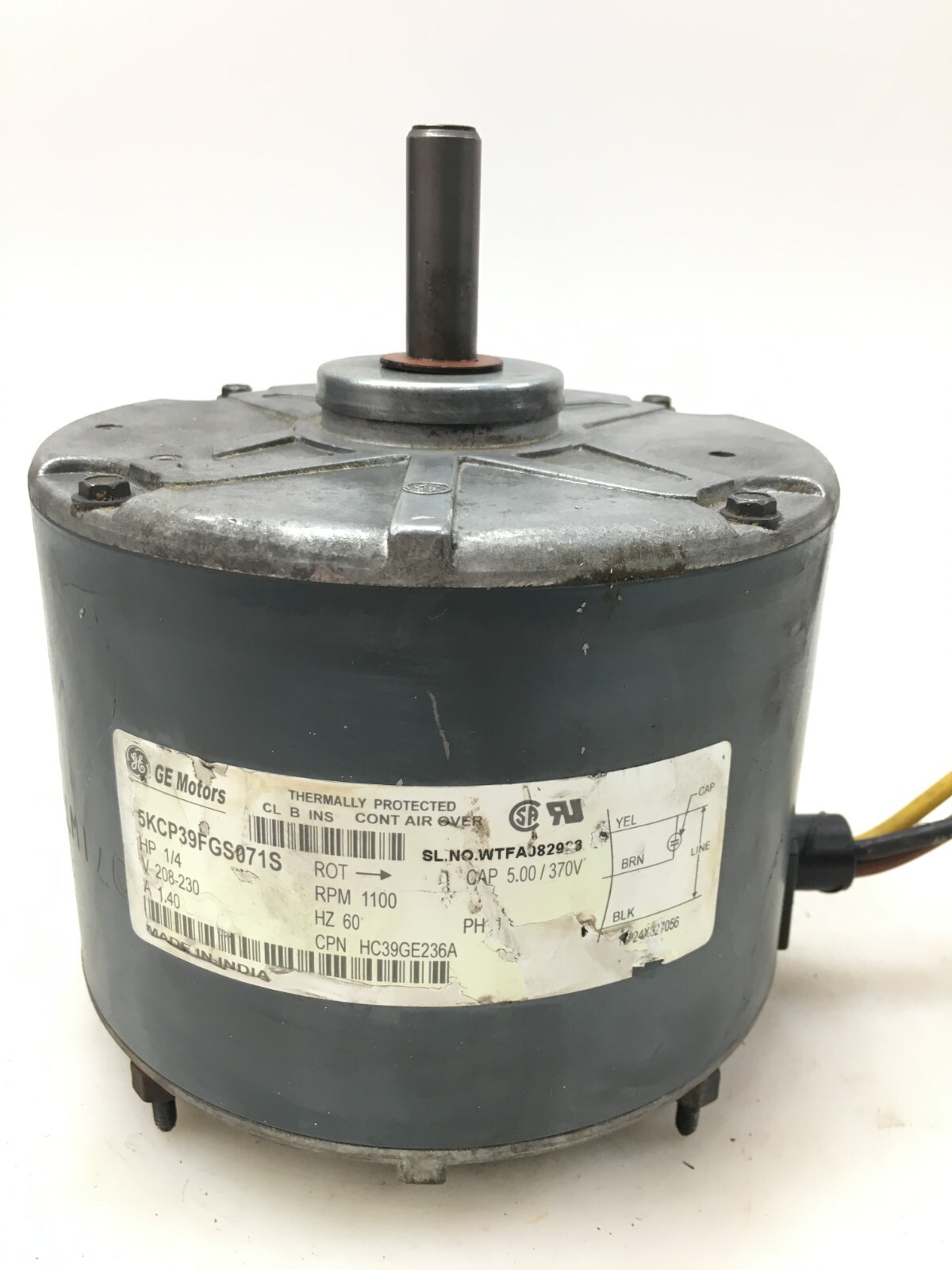 GE 5KCP39FGS071S Condenser FAN MOTOR 1/4 HP 230V HC39GE236A 1100RPM ...