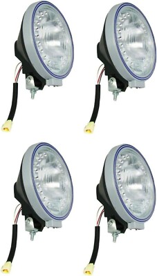 4x 9" White Fog Spot lights round halogen 20 LED Angel eye truck lorry ...
