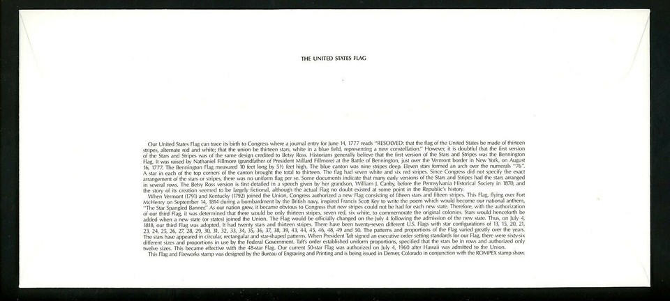 US FDC #2276a Artmaster 1987 Washington DC Flag & Fireworks Booklet ...