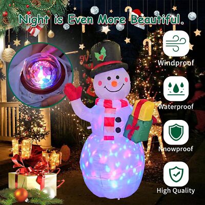 5ft Christmas Inflatables Snowman Outdoor Yard Rotating LED Blow Up ...