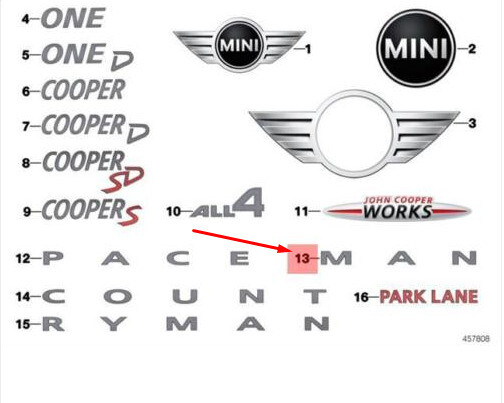 OEM MINI COOPER PACEMAN R61 REAR MAN EMBLEM BADGE 51149811766 9811766 ...