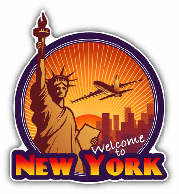 Welcome To New York Travel Label Car Bumper Sticker Decal 5" x 5" | eBay