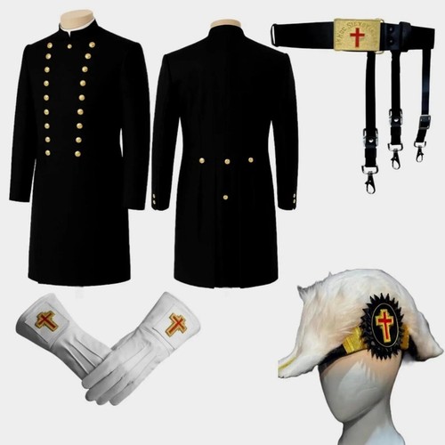 Knights Templar Black Full Dress Uniform Set with Coat, Chapeau, Belt ...