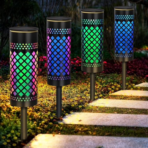 Solar Pathway Lights Outdoor, 6 Pack Color Changing Solar Garden Lights ...
