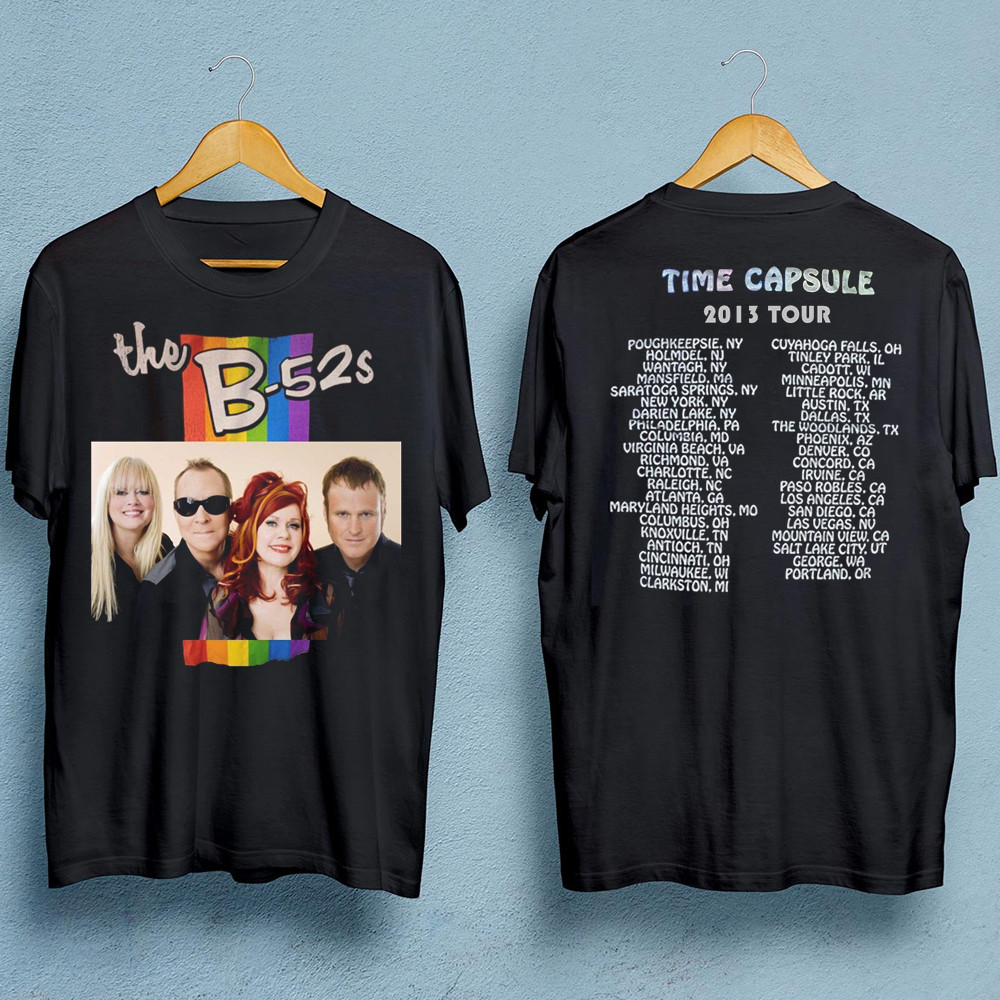 The B-52's band Double-sided T-shirt Black Cotton Tee… - Gem