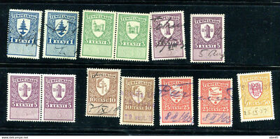 Estonia Revenue 1931/4 Tempelmark Used Full set Shield curved of top ...