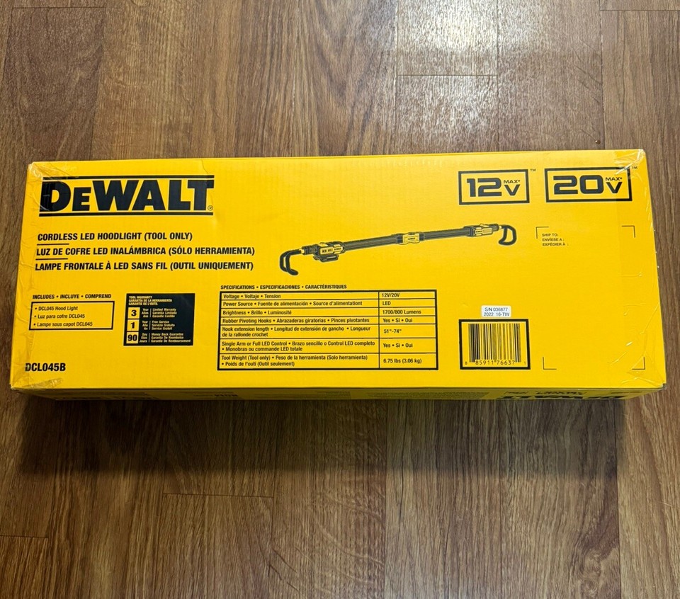 DEWALT DCL045B 12V/20V Max Hood Light -- Bare Tool * BRAND NEW IN BOX ...