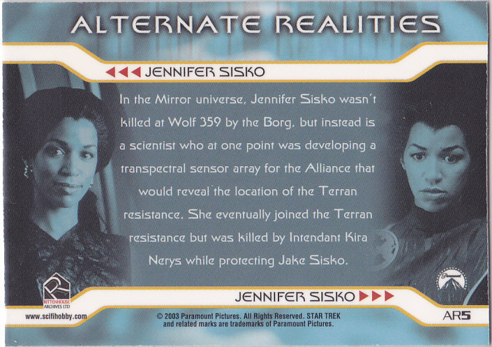 THE COMPLETE STAR TREK DEEP SPACE NINE ALTERNATE REALITIES AR5 JENNIFER ...