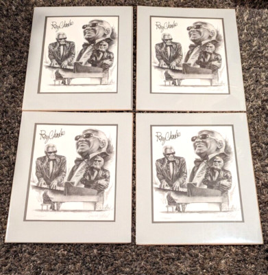 RAY CHARLES 4 SIGNED PRINTS BY GEORGE POLLARD SIGNED #156, 661 ,1137 ...