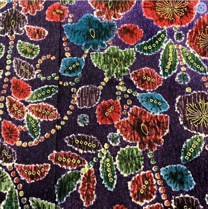 Japanese kimono SILK"FURISODE" Patterns Shibori dye,GLD leaf, PurpleL,5 ...