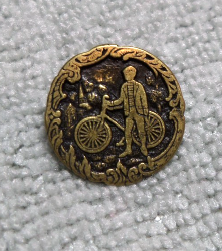 Antique Vintage Metal Picture Button BOY & BICYCLE | eBay