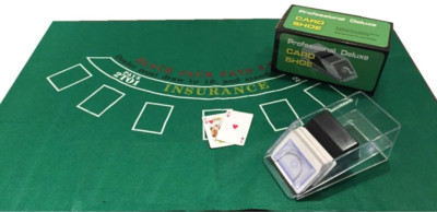 POKERCHIPSHOP BLACKJACK SET CASINO SHOE + CARDS + BLACKJACK FELT ...