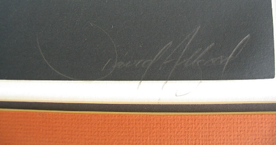 LARGE SIGNED DAVID ALLGOOD WHITE CRANE EMBOSSED SERIGRAPH ART 36.5 X 30 ...