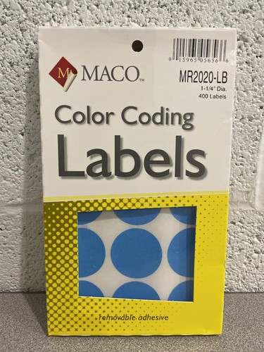 MACO Round Labels LIGHT BLUE 1-1/4 400 Labels MR2020-LB | eBay