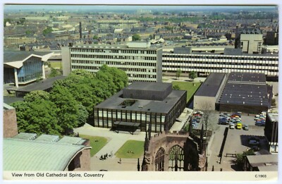 1970s Dennis Postcard Coventry University Campus from Cathedral Spire ...