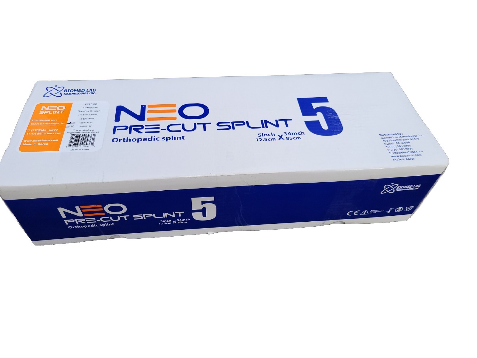 NEO Pre-Cut Fiberglass Splint 5 inch x 34 inch Orthopedic Splint Box Of ...