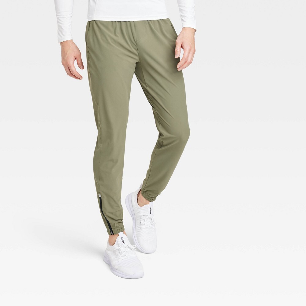 Men's Moss Green Lightweight Tricot Run Pants Zippered Leg Jogger All ...