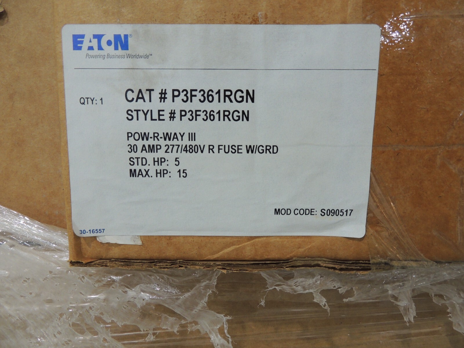 Eaton P3F361RGN 30 amp 480 volt Pow-R-Way III Fusible Bus Plug | eBay