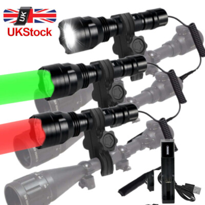 UK 9000LM Lamp Scope Mount Gun Light Lamping Hunting Air Rifle Torch ...