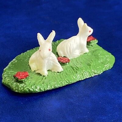 Vtg Vinyl Plastic White Bunny Rabbit on Base Barnyard Farm Figure SO ...