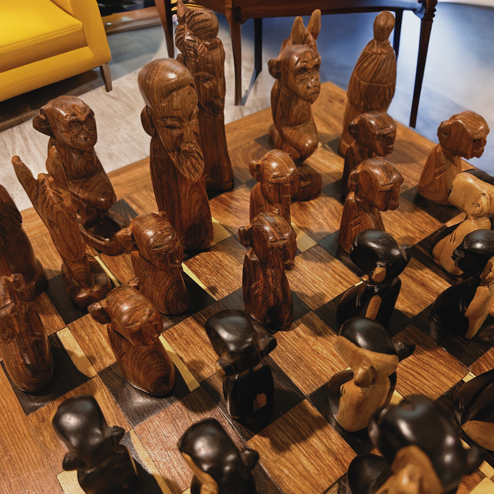 Handcarved African Teak & Ebony Tribal Chess Set | eBay