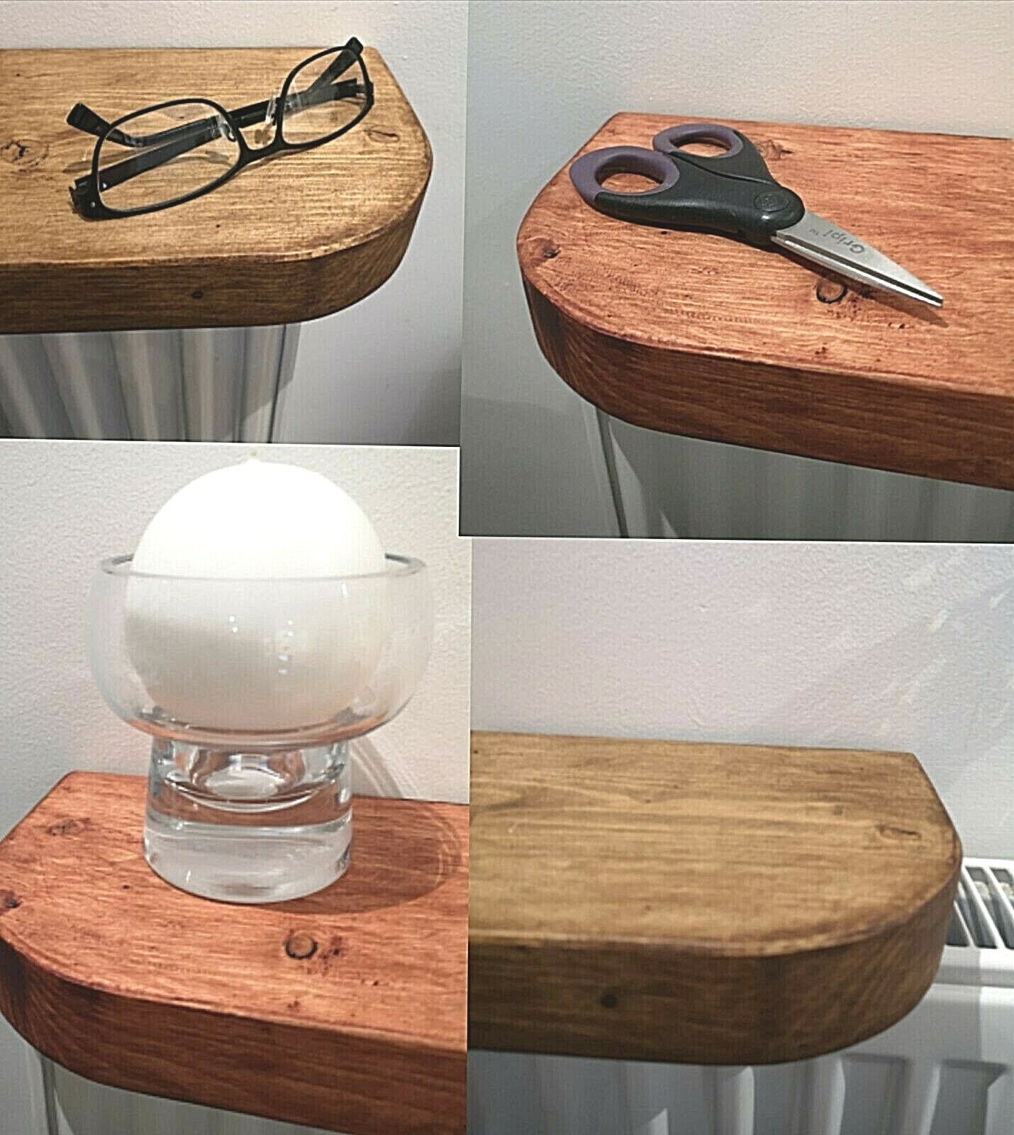 Rustic Solid Handmade Radiator Round Curved Shelf Edges -brackets -40 ...