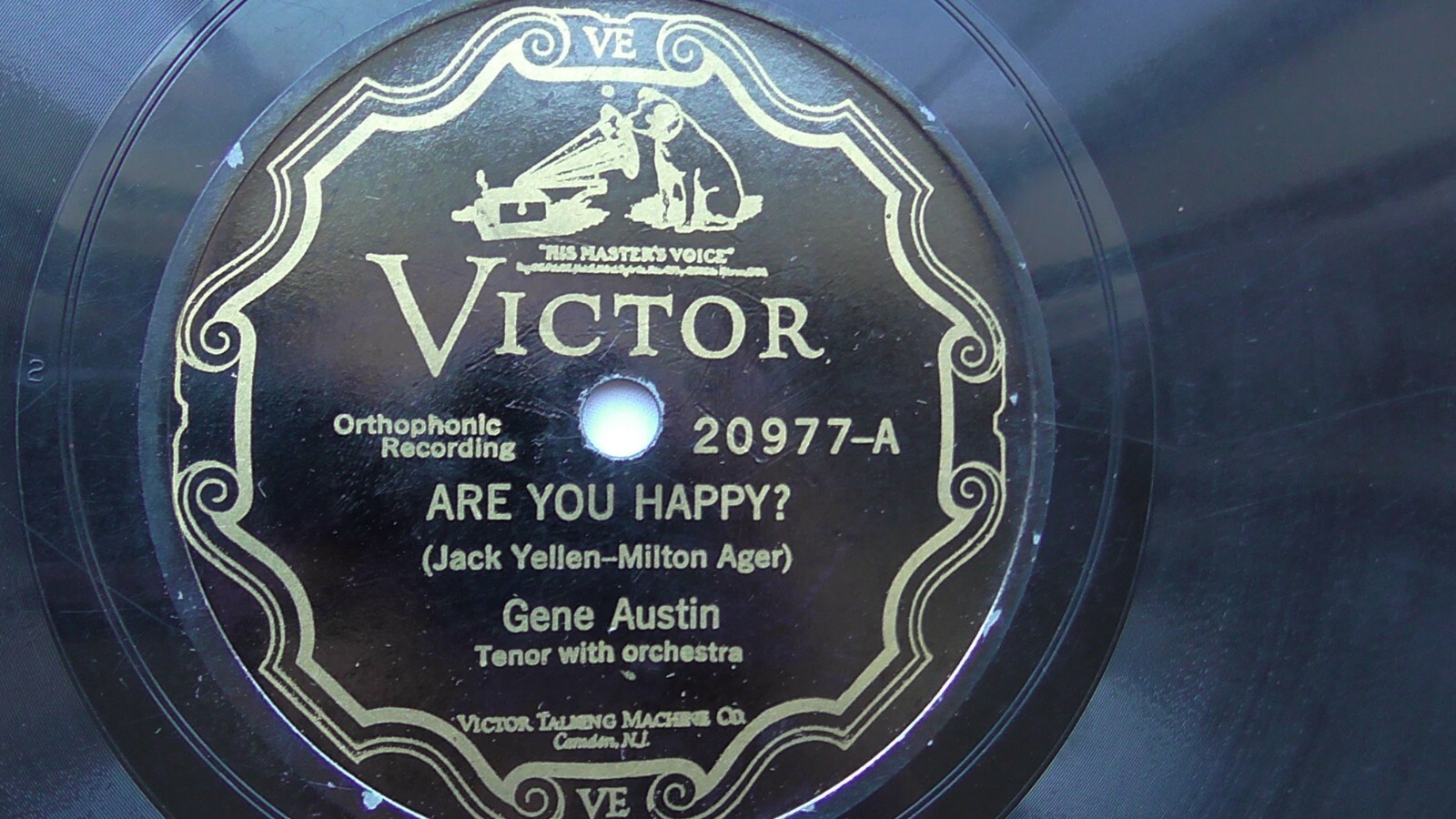 Gene Austin 78rpm Single 10-inch Victor Records VE #20977 Are You Happy ...