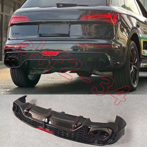 For Audi Q5 SQ5 SUV LED Gloss Black Rear Bumper Diffuser Lip Spoiler ...