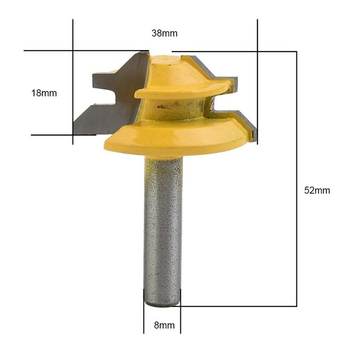 45 Degree Glue Joint Lock Miter Router Bit Woodwork Tenon Cutter Tool ...