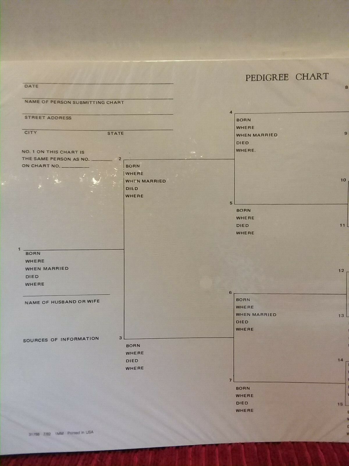 Vintage LDS Family Tree Pedigree Chart Form Genealogy Factory Sealed ...