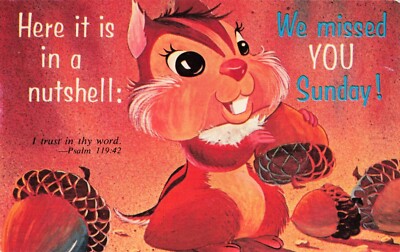Here It Is In A Nutshell: We Missed You Sunday! Chipmunk with a Nut - Postcard | eBay