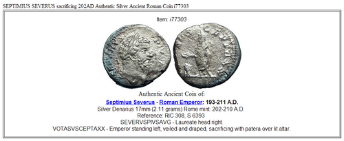 SEPTIMIUS SEVERUS sacrificing 202AD Authentic Silver Ancient Roman Coin ...