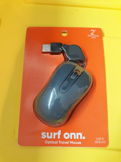 ONN Travel Mouse 3 Button W/ Retractable USB Cord Scroll Wheel Either ...