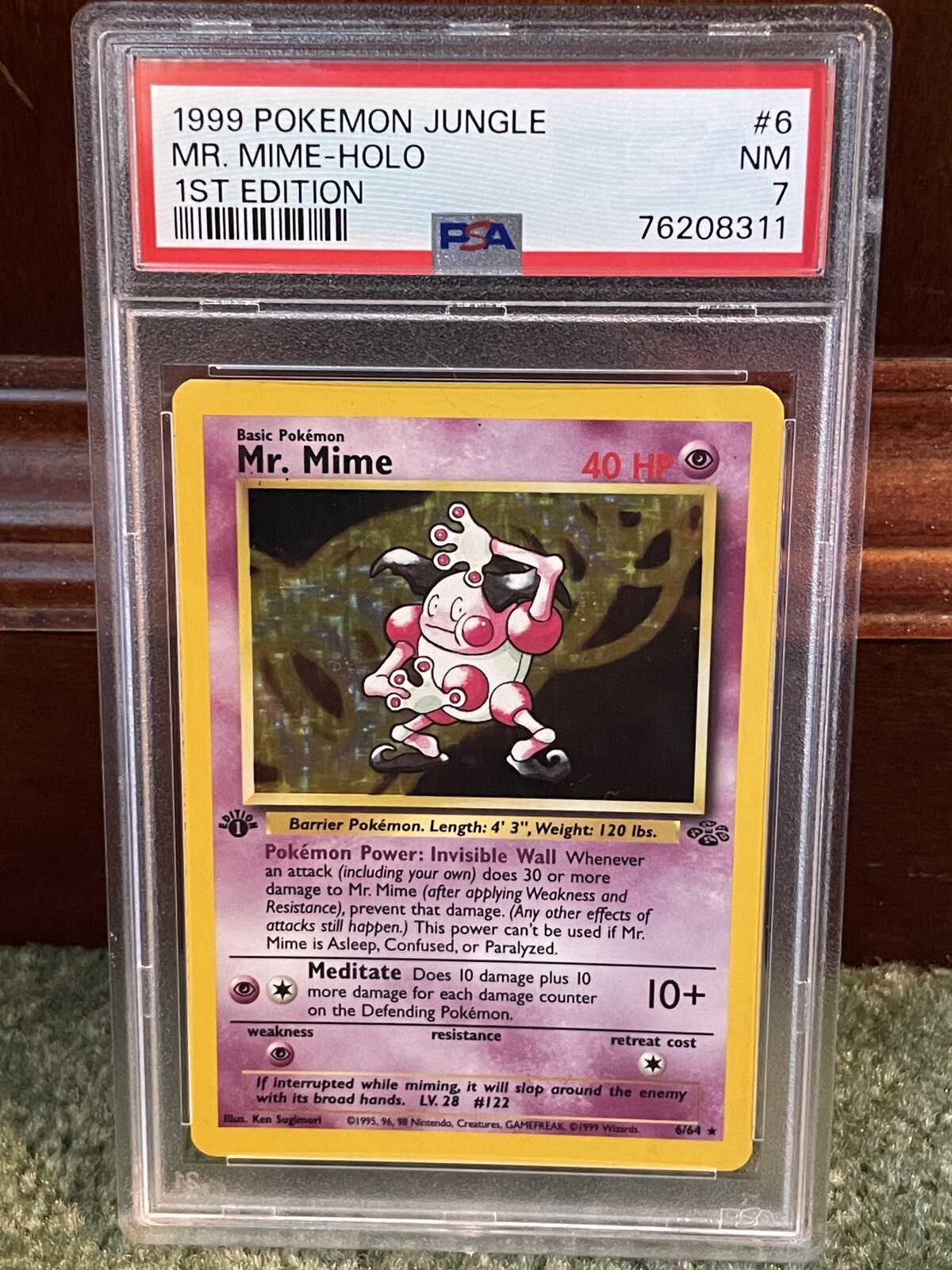 PSA 7 Thick Border Pokémon TCG Mr. Mime Jungle 6/64 Holo 1st Edition ...