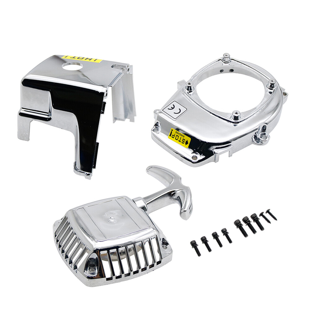 FLMLF Plastic Chrome Engine Cover Kit for 1/5 RC CAR 23CC-30.5 Zenoah ...