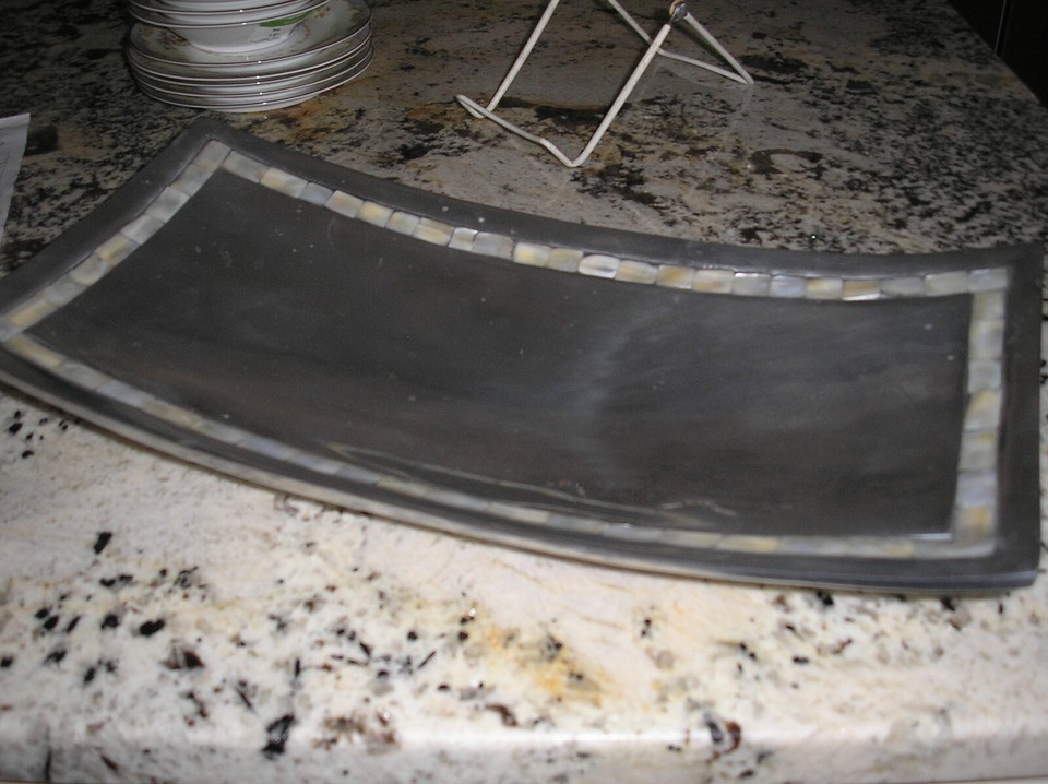 Vintage Towle Silversmiths Curved Platter/Bowl Mother of Pearl Border ...