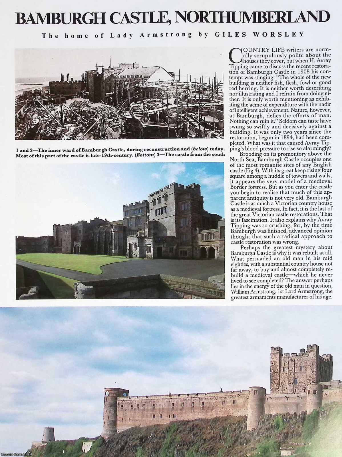BAMBURGH CASTLE, NORTHUMBERLAND. THE HOME OF LADY ARMSTRONG. SEVERAL ...