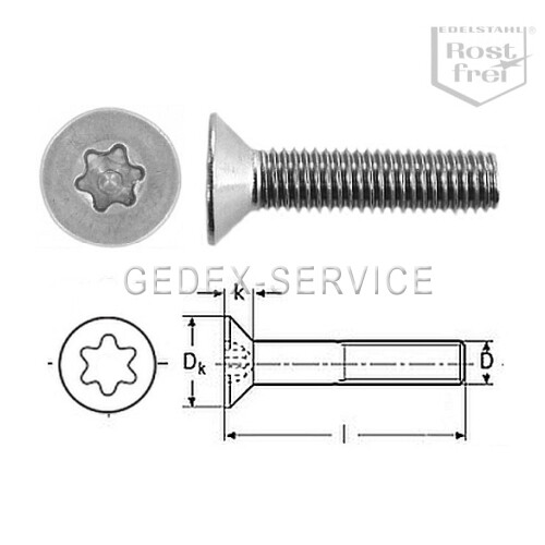 Senkkopfschrauben M5 Torx ISO 10642 / DIN 7991 M5x6 - M5x50 A2 V2A ...