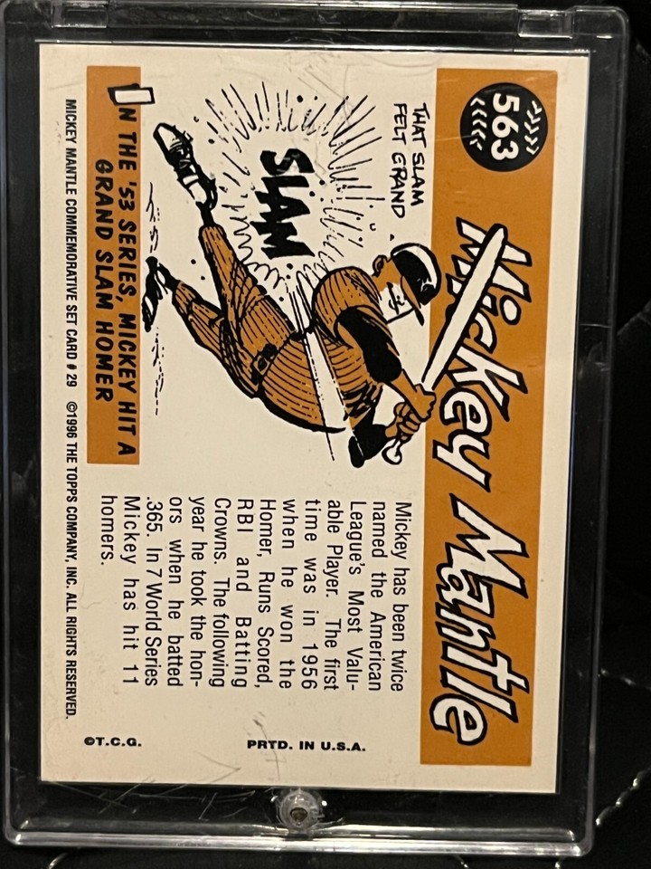 1996 Topps REPRINT Commemorative #29 Topps Mickey Mantle Baseball Card ...