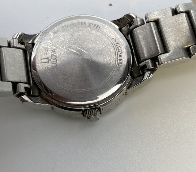 Bulova Watch C837482 Ladies White Silver Quartz Date Stainless Steel ...