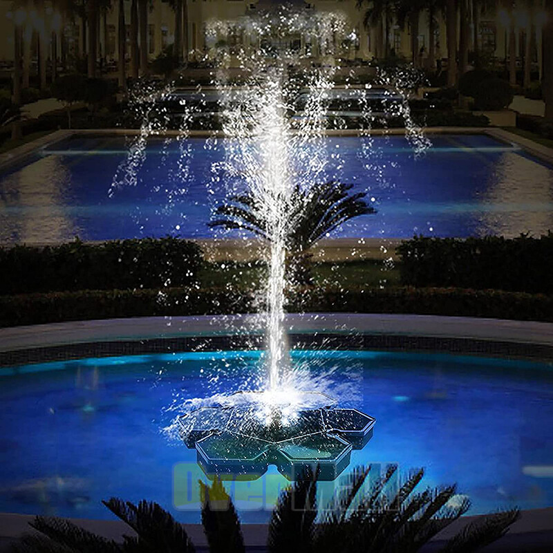 LED Solar Powered Water Fountain Pump 6 LED Bird Bath Floating Garden ...
