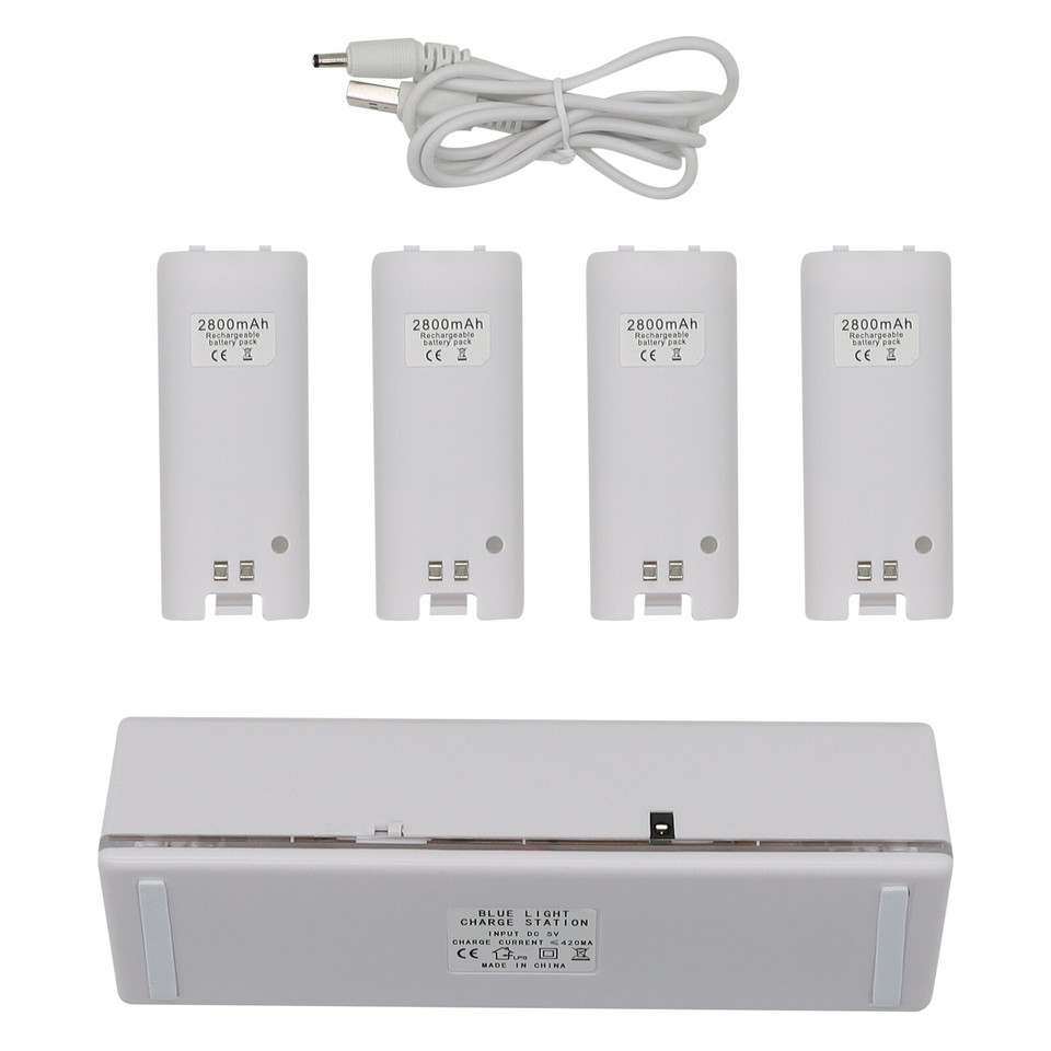 2/4 Rechargeable Batteries Pack+ Charger Dock For Nintendo Wii Remote ...
