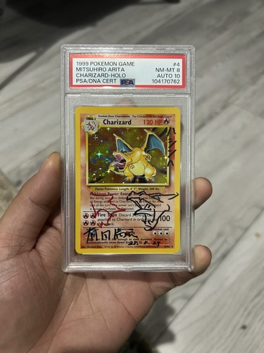 Pokemon PSA 8 Charizard Base Set 4/102 Signed Mitsuhiro Arita Auto 10 ...