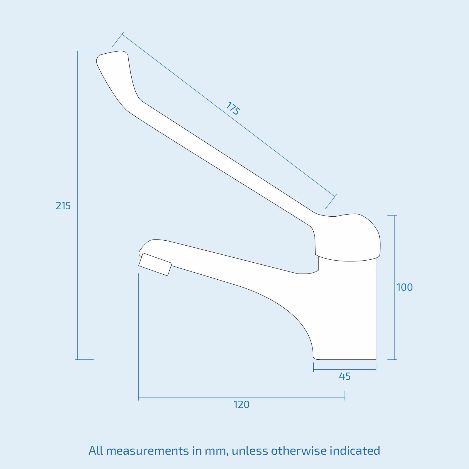 Medical Basin Mono Tap Extended Lever Bathroom Elbow Operated Faucet ...