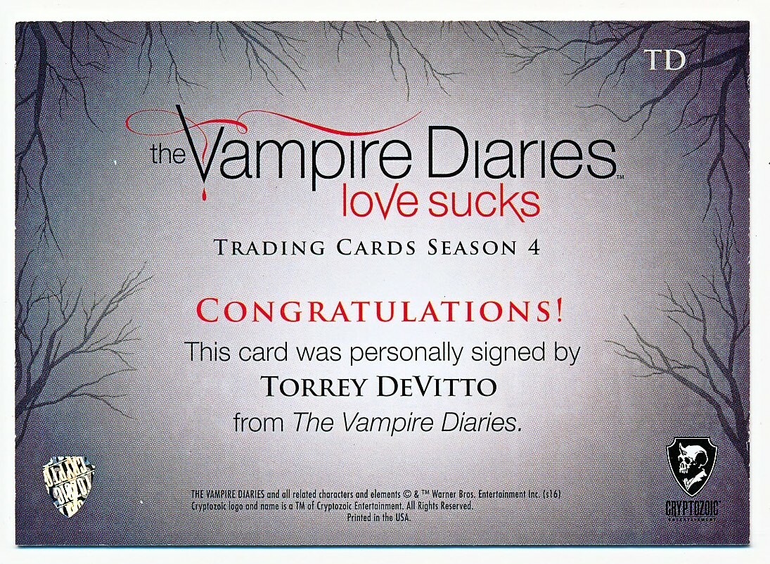 The Vampire Diaries Season 4 Torrey DeVitto "XX" Inscription Autograph ...