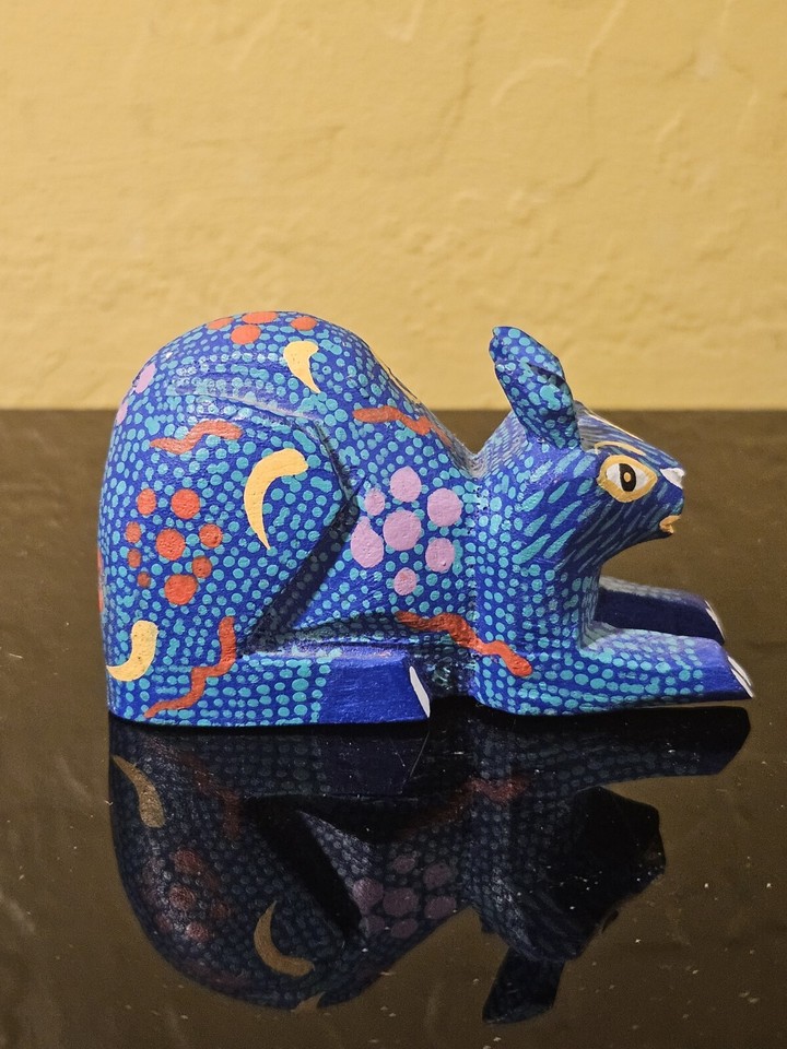 Pepe Santiago Cat Figurine Signed Oaxaca Mexico Folk Art Sculpture Wood ...