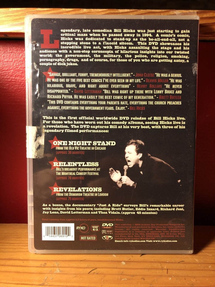 Bill Hicks Live: Satirist, Social Critic, Stand Up Comedian (DVD, 2004 ...