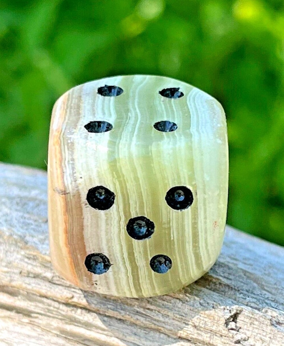3/4" Green Onyx Dice Strength Stamina Luck Hand-Carved Stone Carving ...