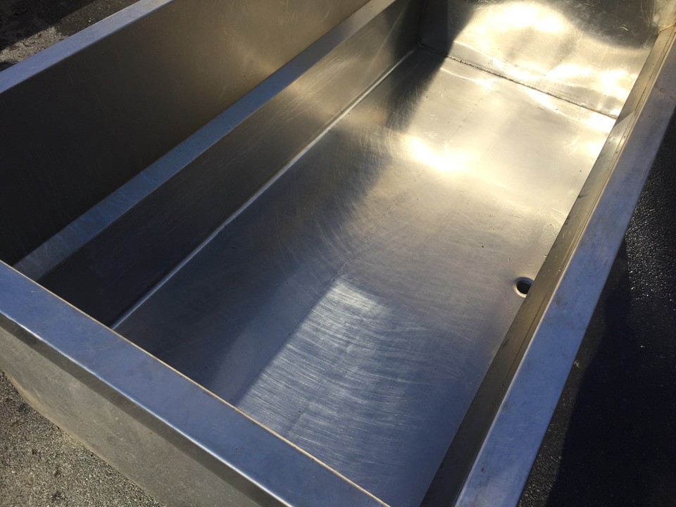 Huge Heavy Gauge Stainless Steel Vat Soak Wash Tub Tank with Outlet ...