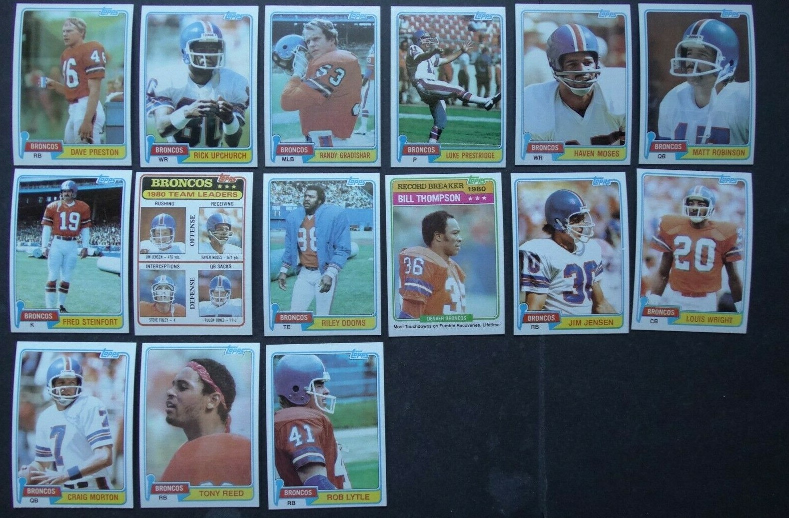 1981 Topps Denver Broncos Team Set of 15 Football Cards | eBay